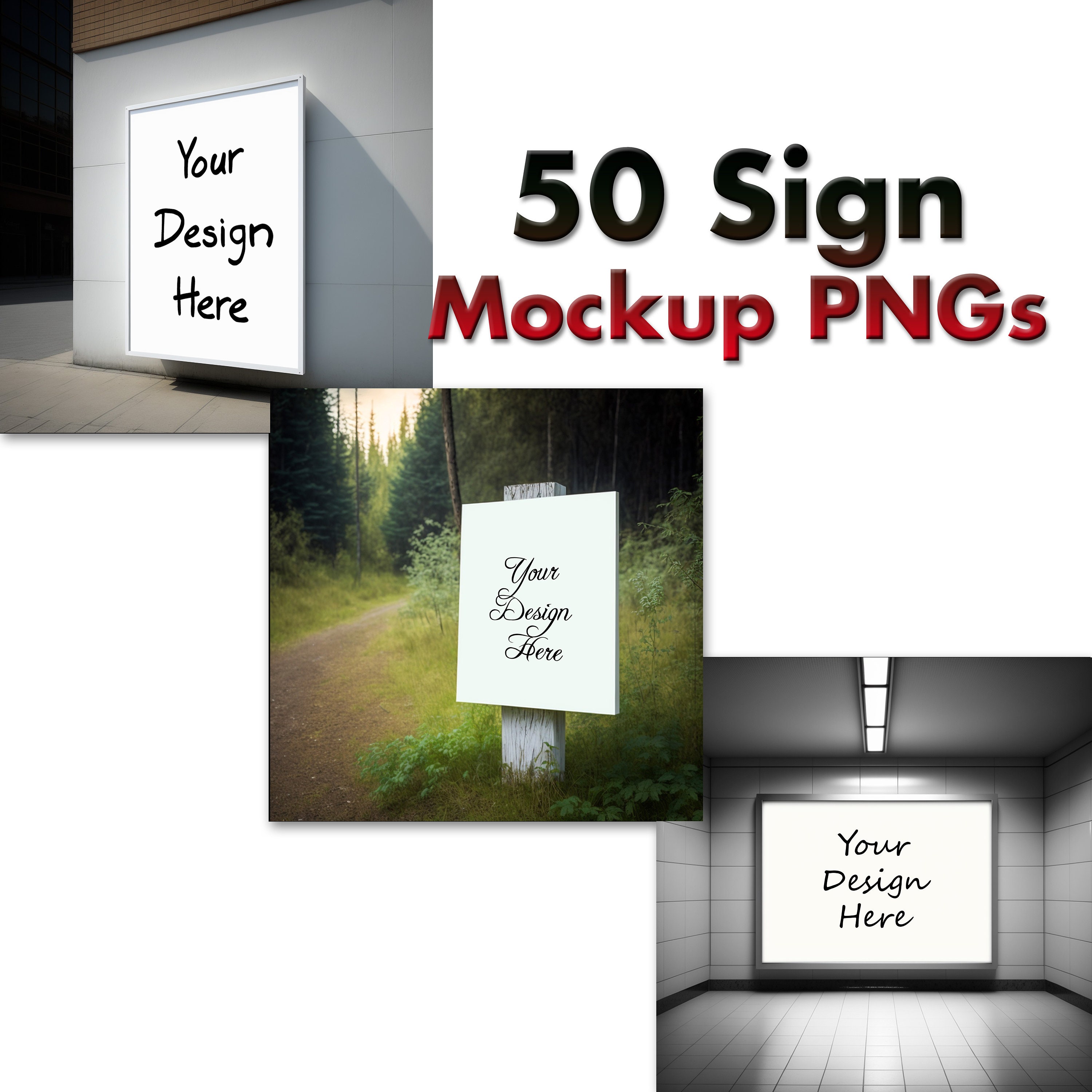 50 Sign Mockup Pngs to Create and Design Today Stock Photo - Etsy