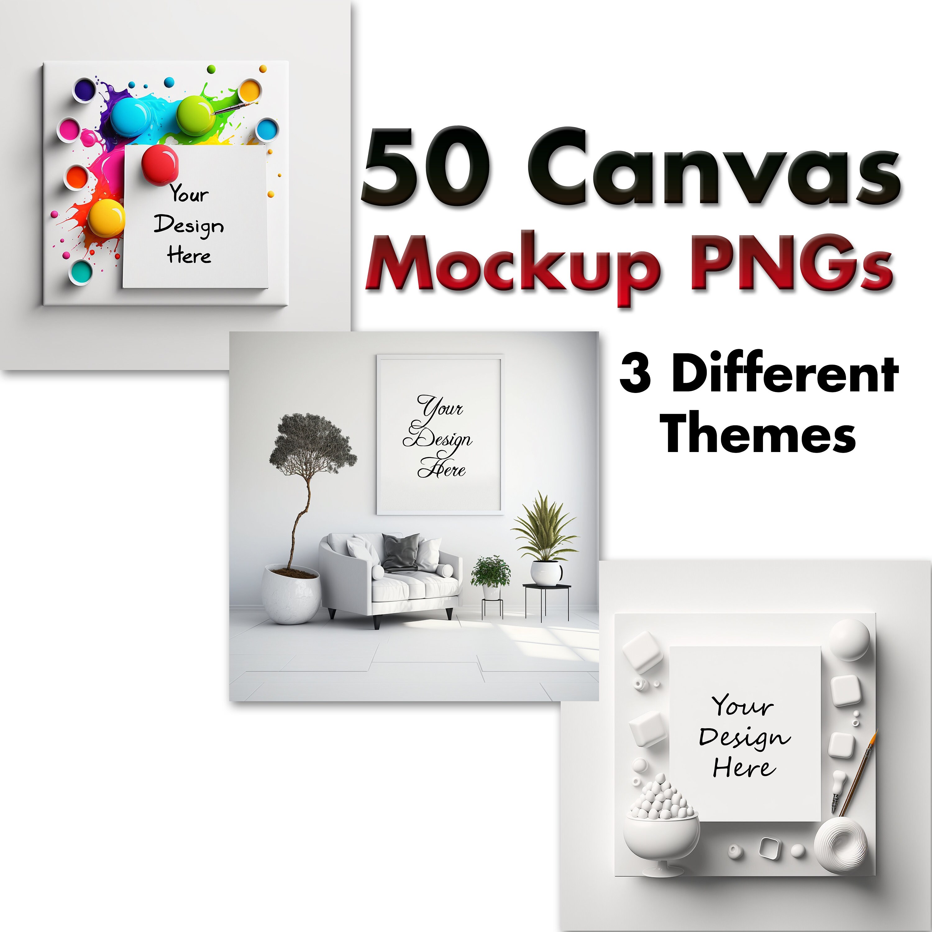 50 Canvas Mockup Pngs to Create and Design Today, Stock Photo Mock up ...