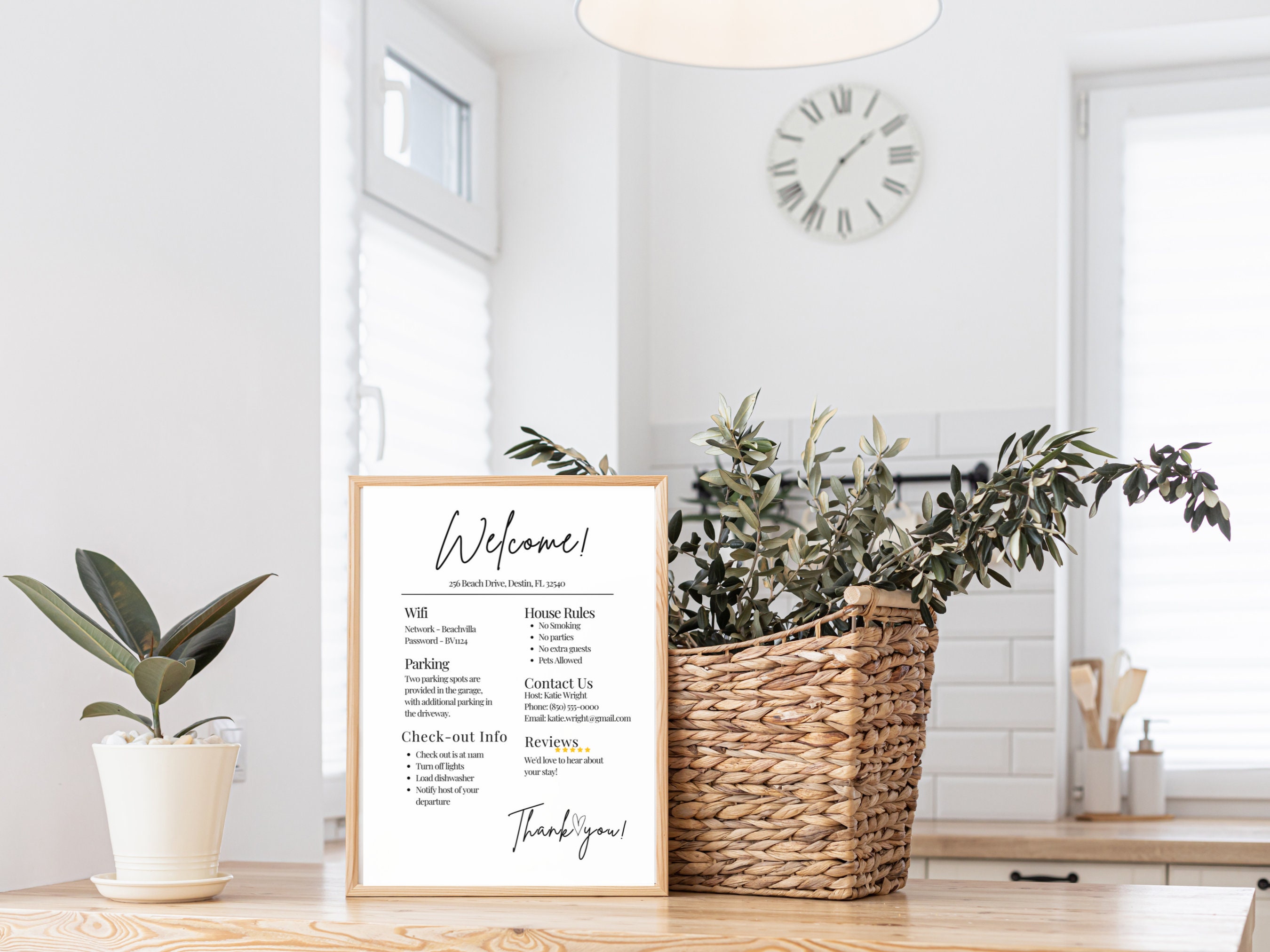 Rentals Welcome Sign Template - Minimalist Customizable Welcome Sign ...