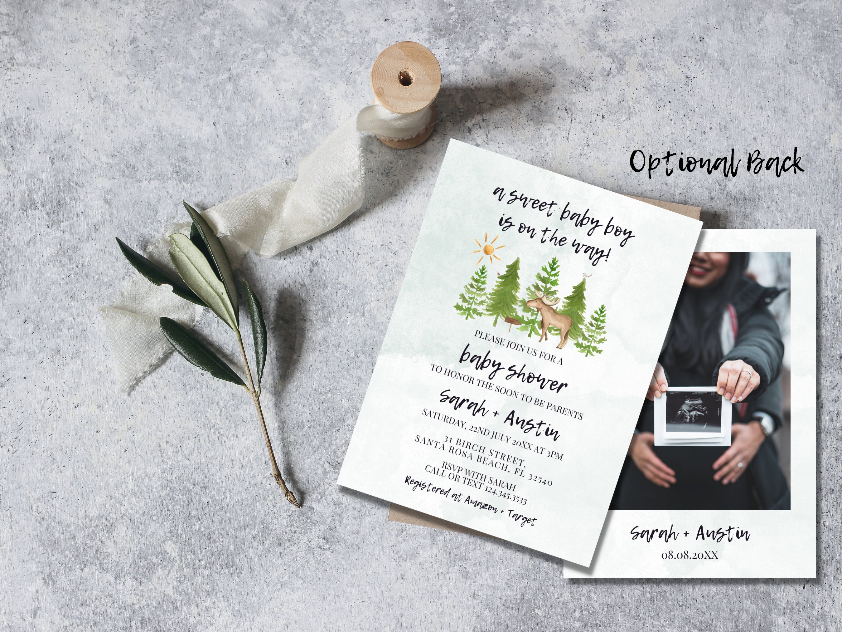 Outdoorsy Baby Shower Invitation Set Template - Woodland Creatures Baby ...
