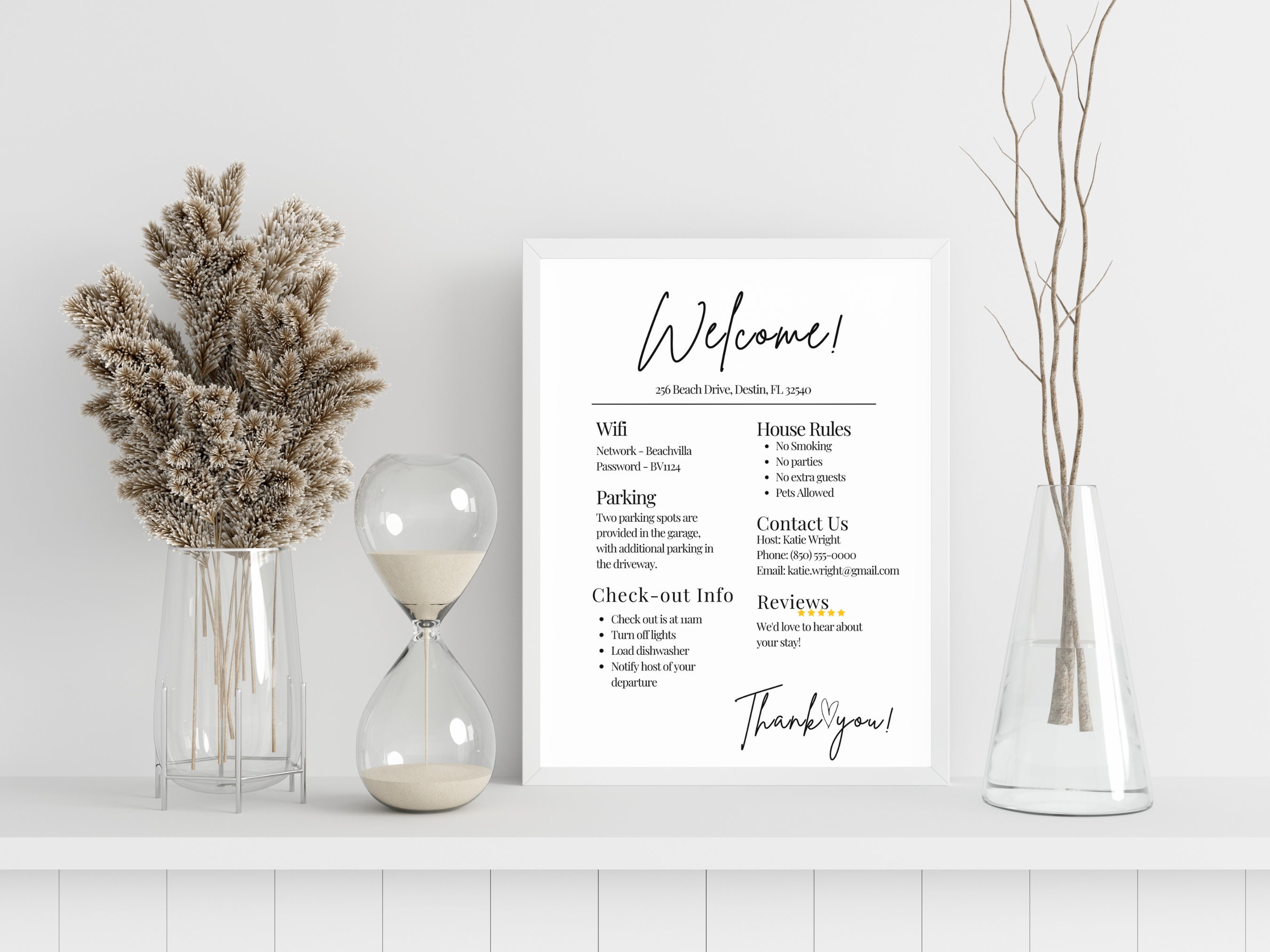 Rentals Welcome Sign Template - Minimalist Customizable Welcome Sign ...