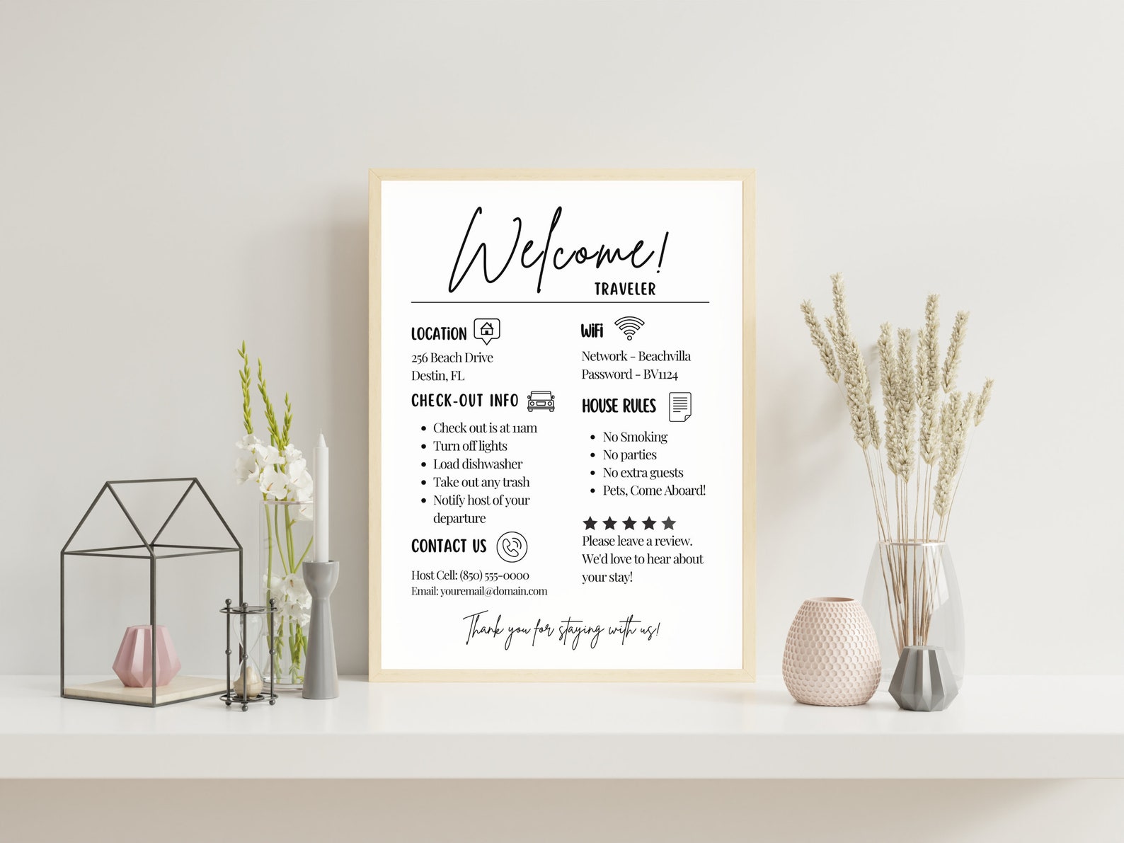 Vacation Welcome Sign Template - Editable House Welcome Sign Template ...