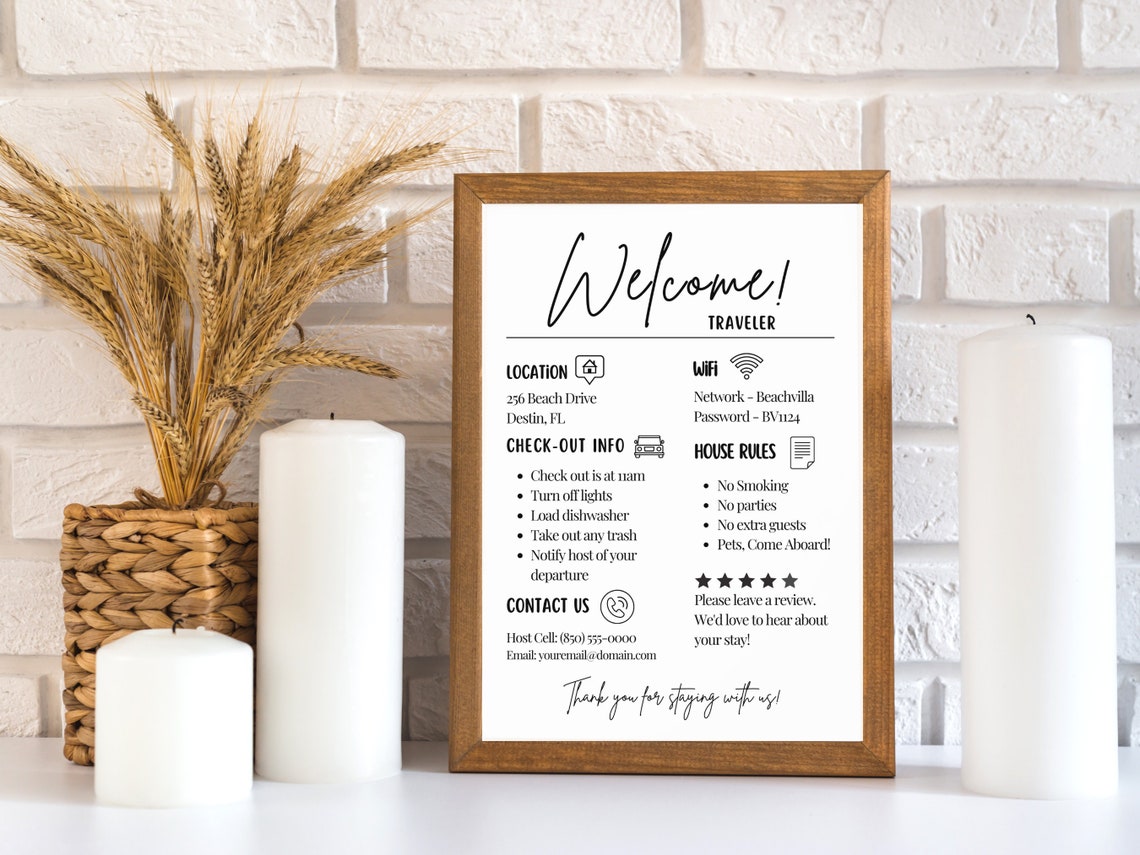 Vacation Welcome Sign Template - Editable House Welcome Sign Template ...