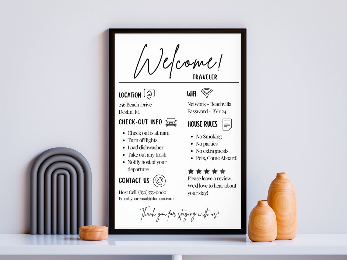 Vacation Welcome Sign Template - Editable House Welcome Sign Template ...