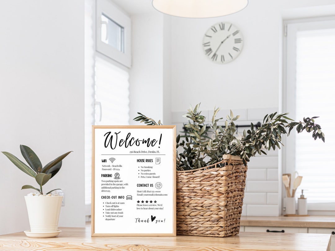 Short-term Rental Welcome Sign Template - Editable Welcome Sign ...