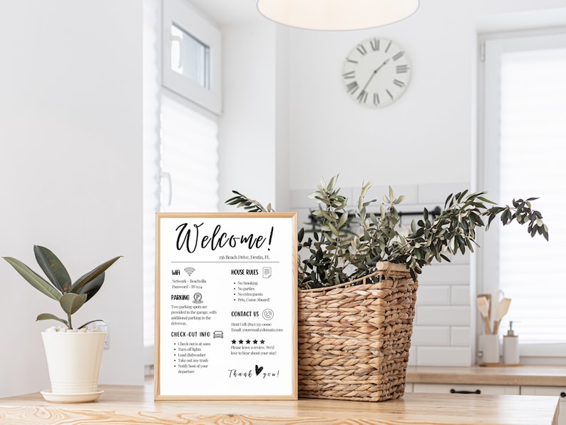 Short-term Rental Welcome Sign Template - Editable Welcome Sign ...