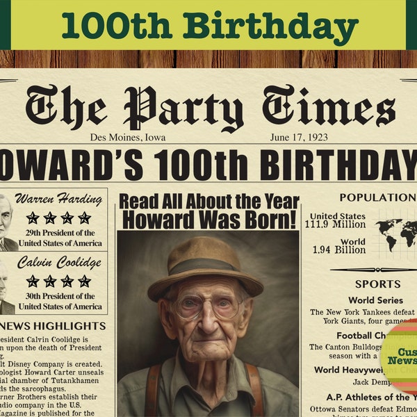 100th Birthday Newspaper - Etsy