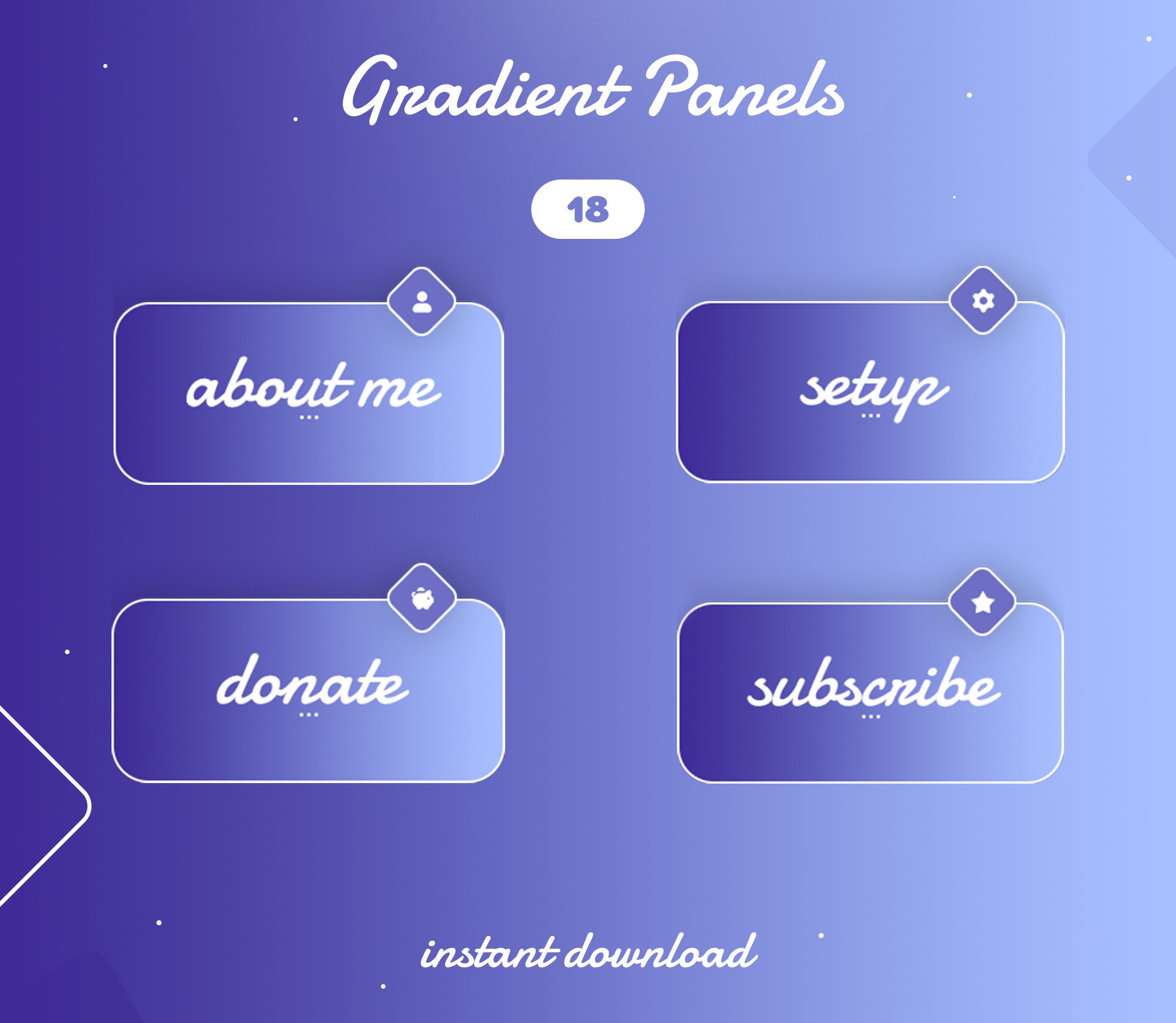 Gradient Panels | Twitch Panels Pack | 18 Panels | Purple | Gradient | Instant Download - Etsy