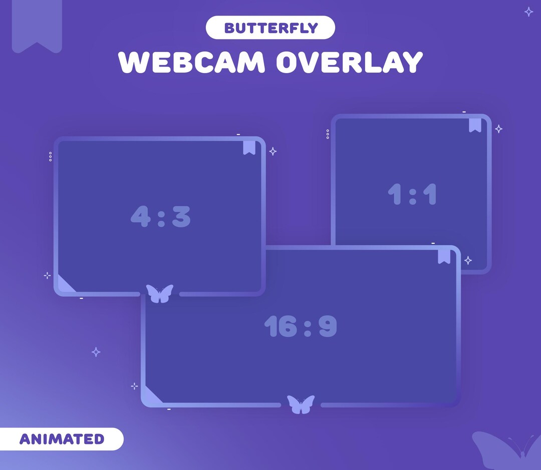 Butterfly Webcam Overlay Animated Sky Blue Aesthetic | 3 Twitch Webcam ...