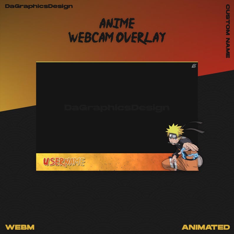 Animated Anime Webcam Overlay | Custom Name | Animated | Anime ...