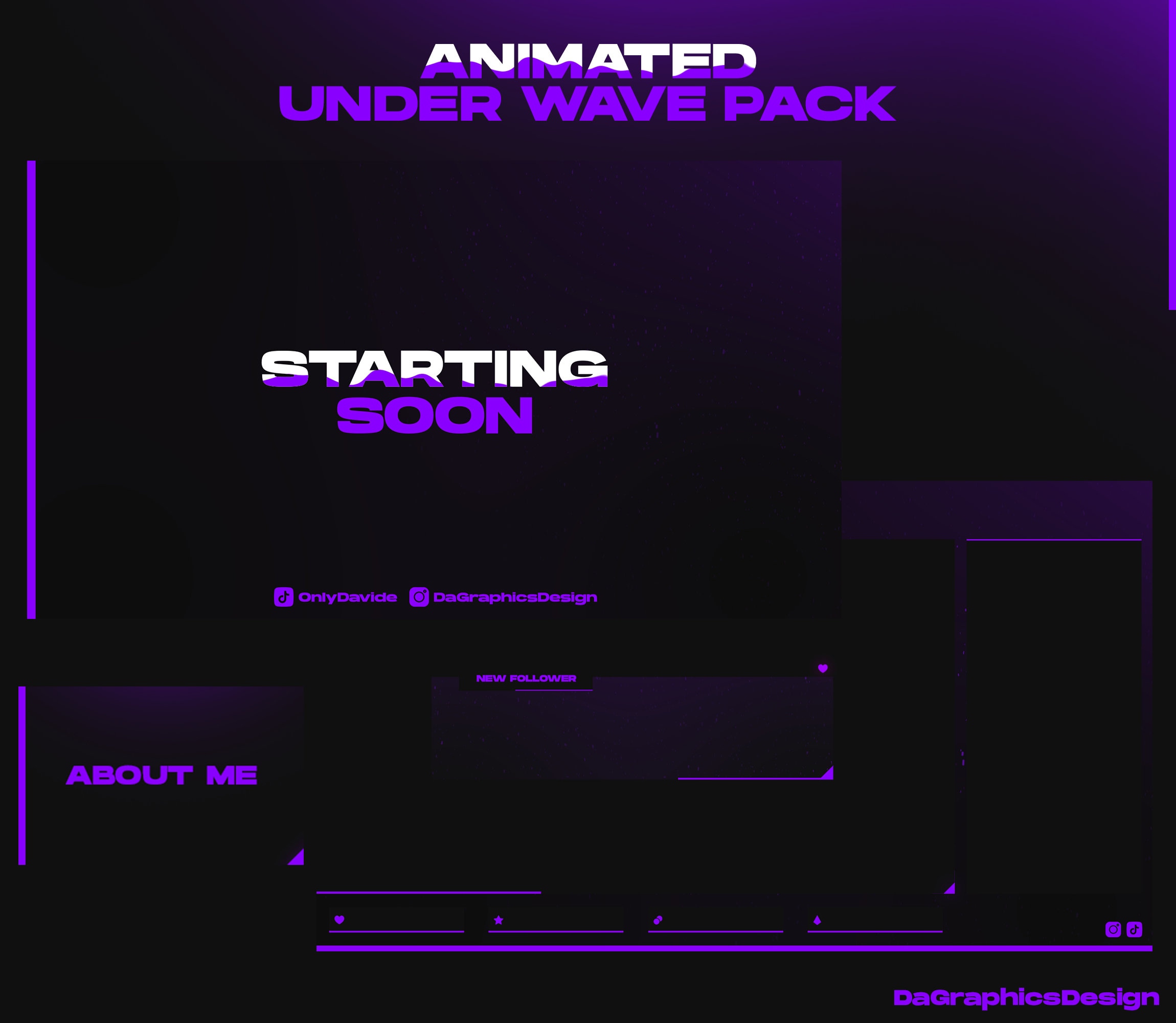 Animated Under Wave Pack Purple | Stream Pack | Black | Purple ...