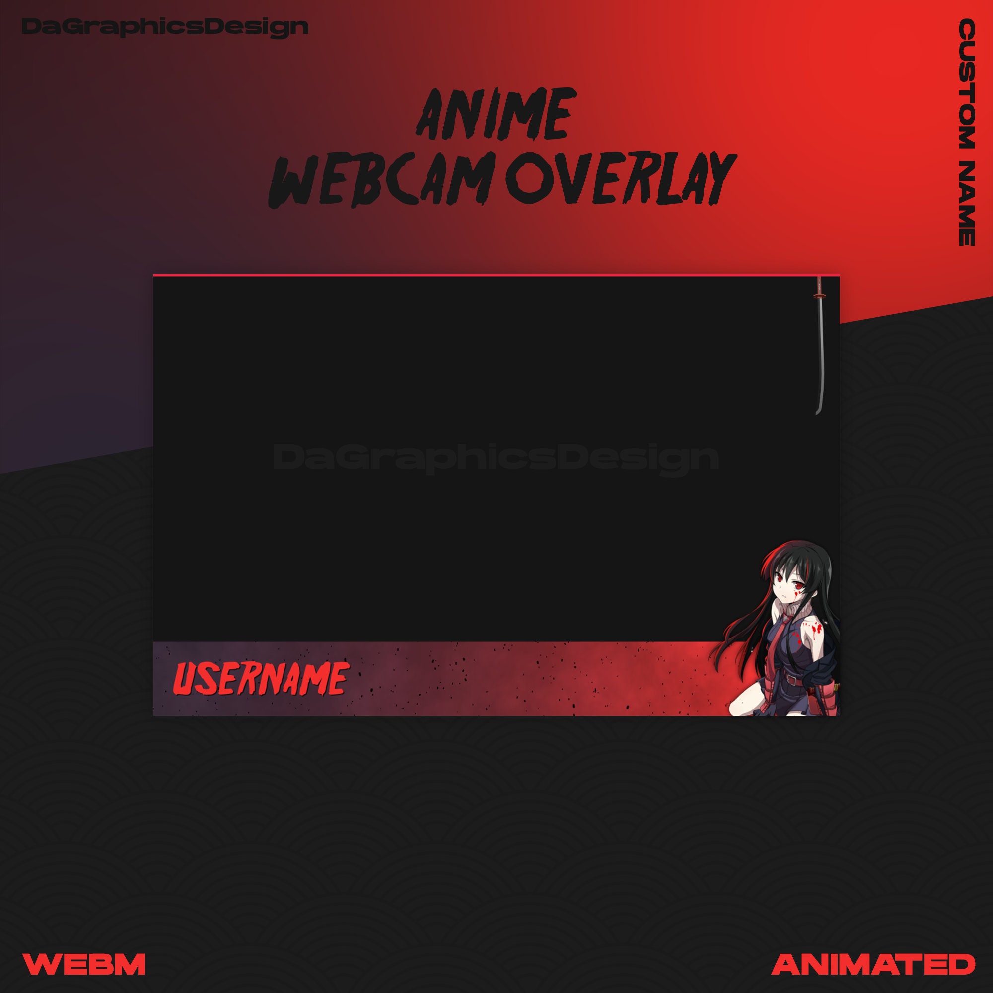 Animated Anime Girl Webcam Overlay | Custom Name | Animated | Anime ...