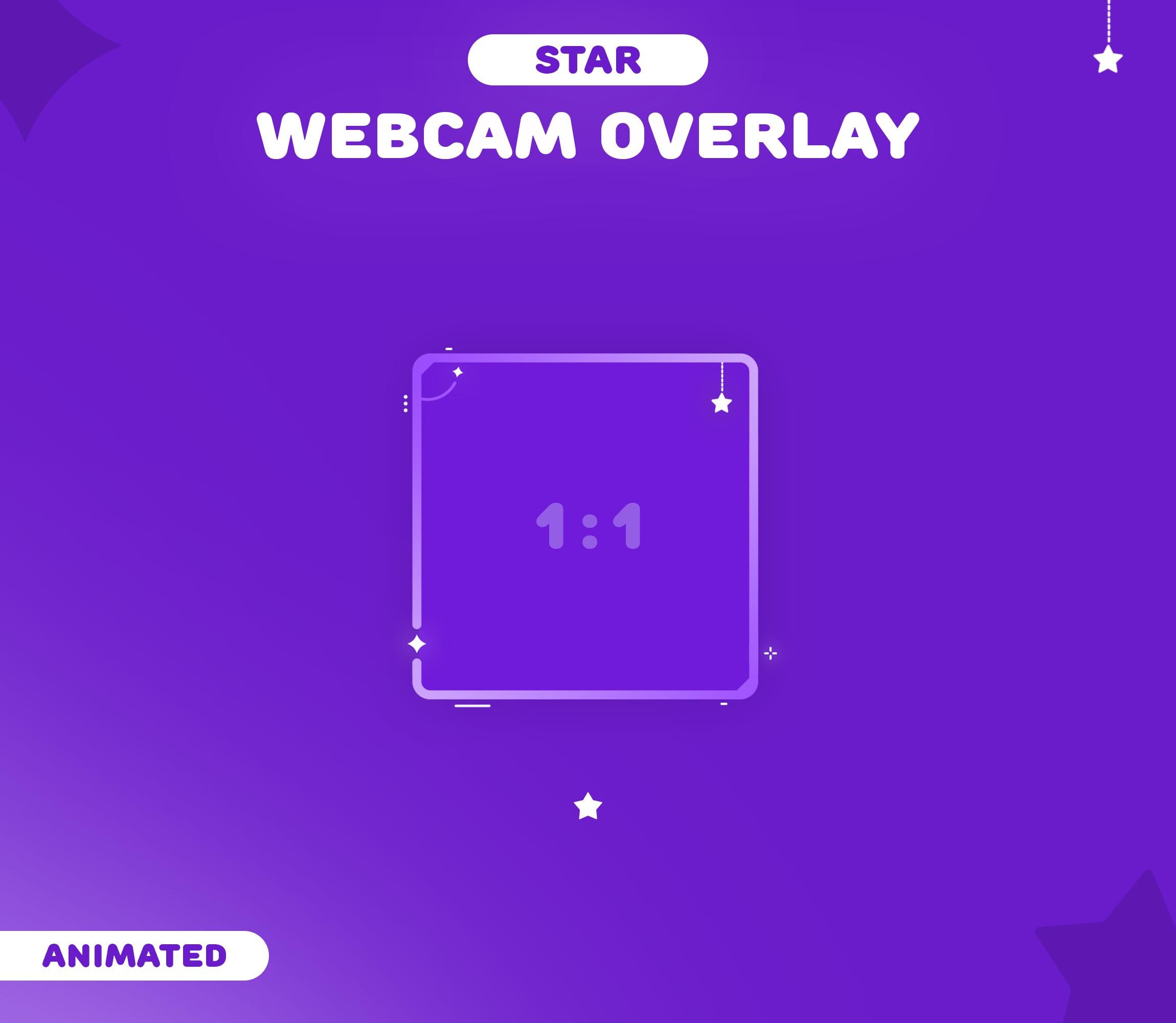 Star Webcam Overlay Purple | 3 Cute Border for Twitch, Youtube | Purple ...