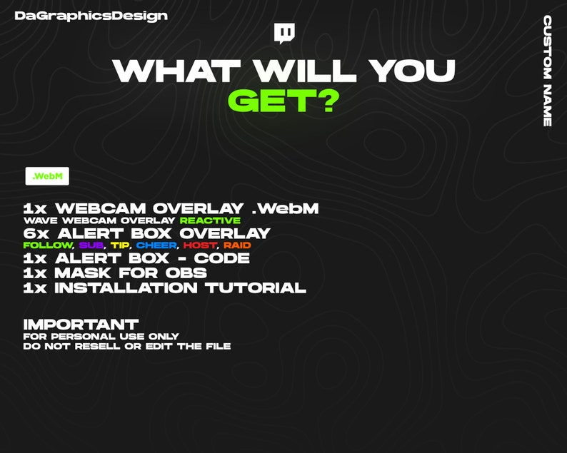 Wave Webcam Overlay Responsive to Alert | Follow | Sub | Tip | Cheer ...