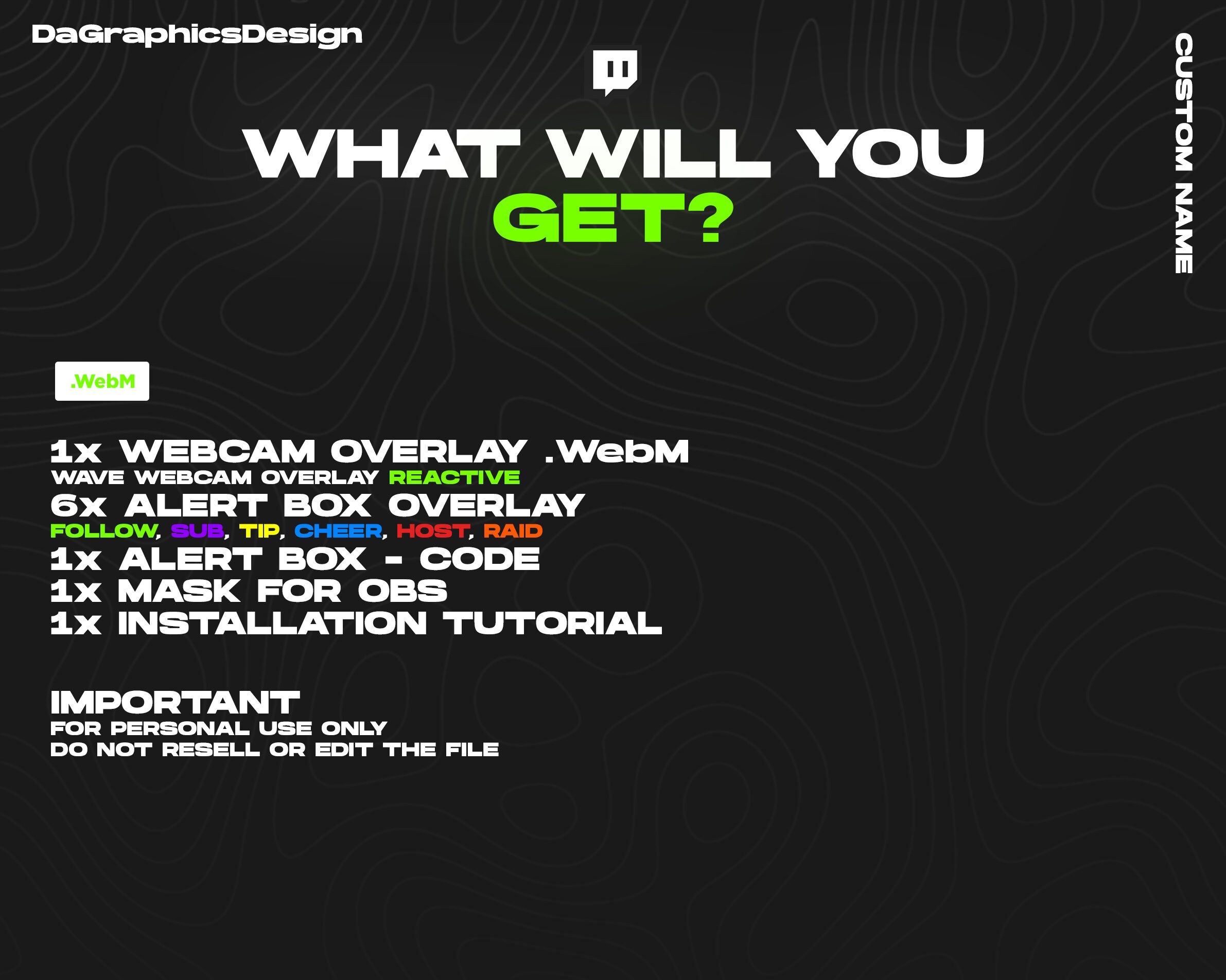 Wave Webcam Overlay Responsive to Alert | Follow | Sub | Tip | Cheer ...