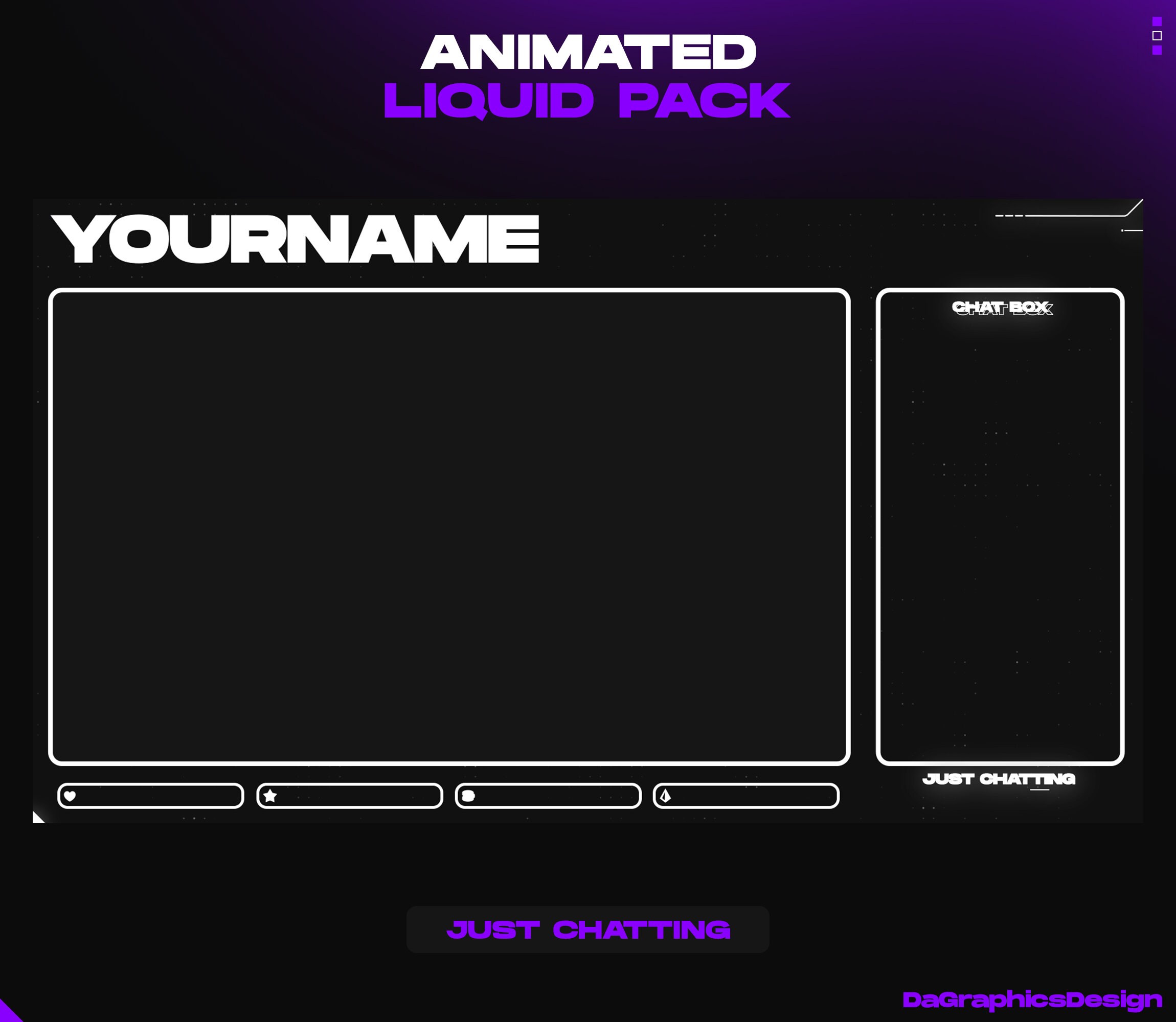 Animated Stream Liquid Pack Twitch Pack Purple Screen Transition Panels ...