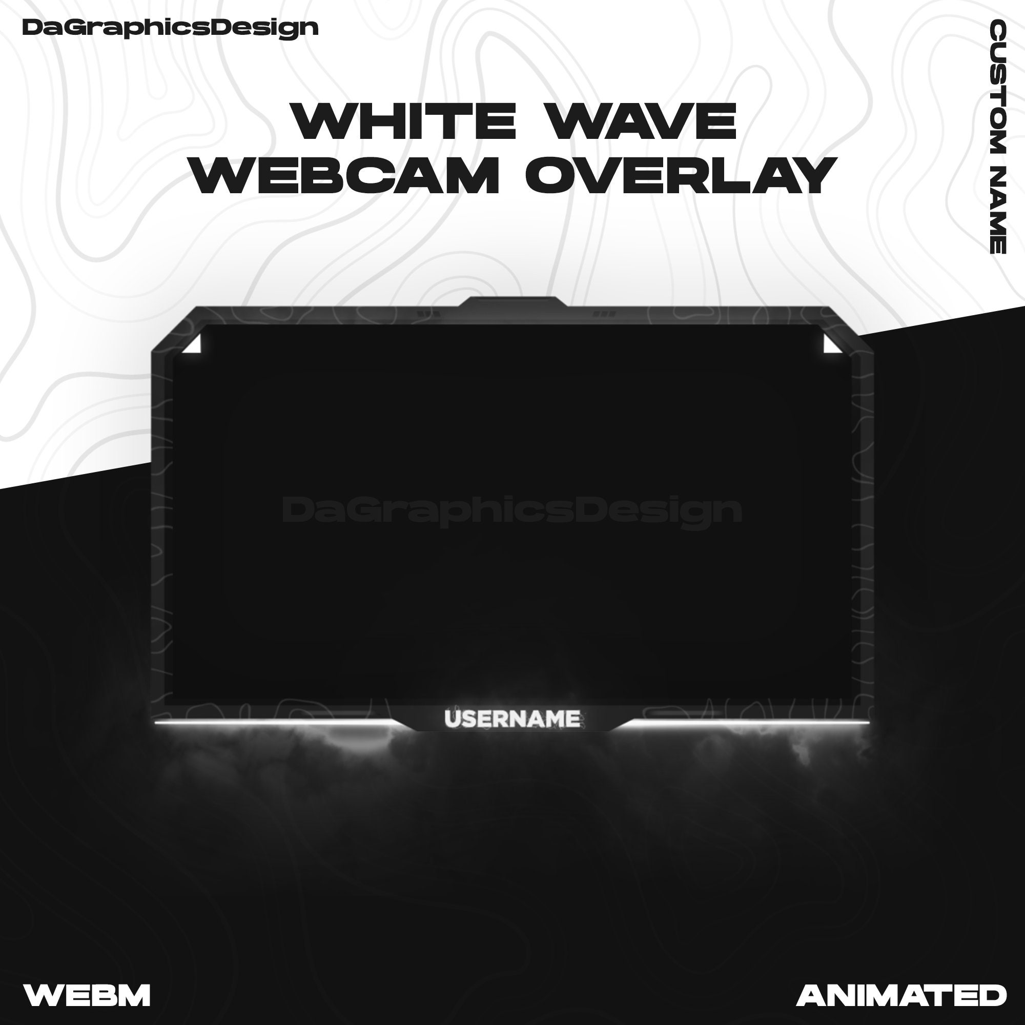 Animated White Wave Webcam Overlay | for Twitch, Youtube | Neon Overlay ...