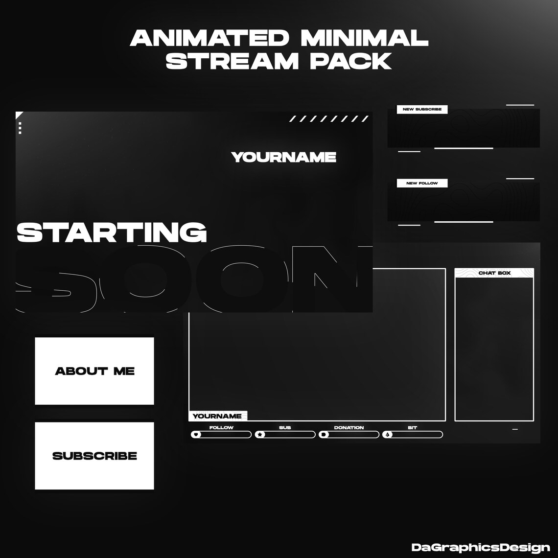 Animated Minimal Stream Pack Screen Transition Minimal Overlay Webcam ...