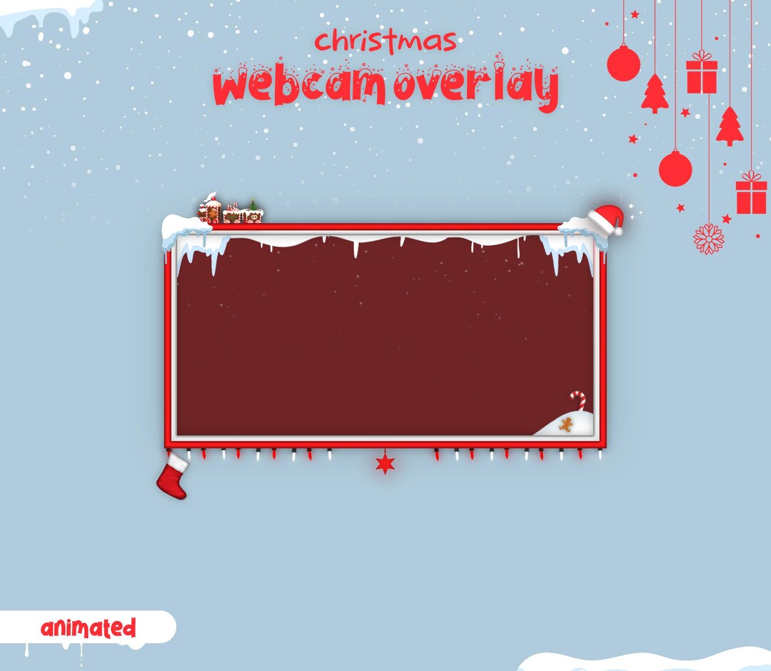 Christmas Webcam Overlay Animated Red Cute | Twitch Stream Frame Xmas ...