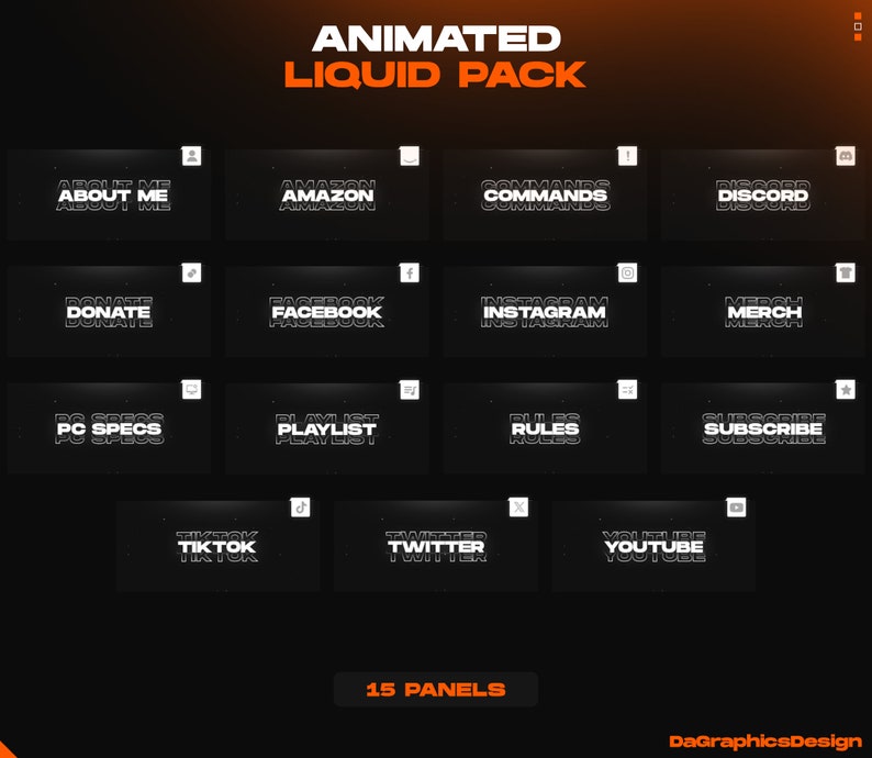Animated Stream Liquid Pack | Twitch Pack | Orange | Screen ...