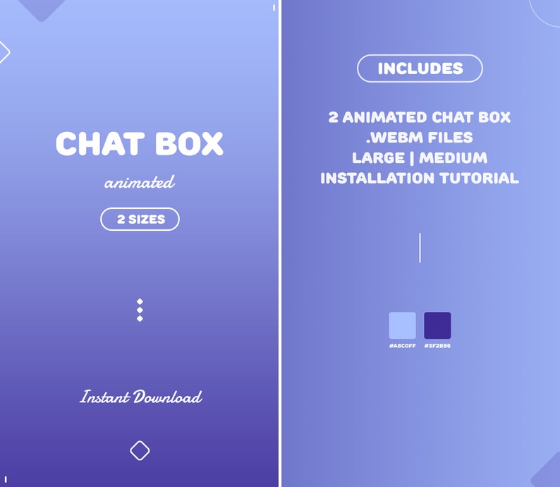 Cuadro de chat degradado animado 2 tamaños para Twitch, YouTube Sólo ...