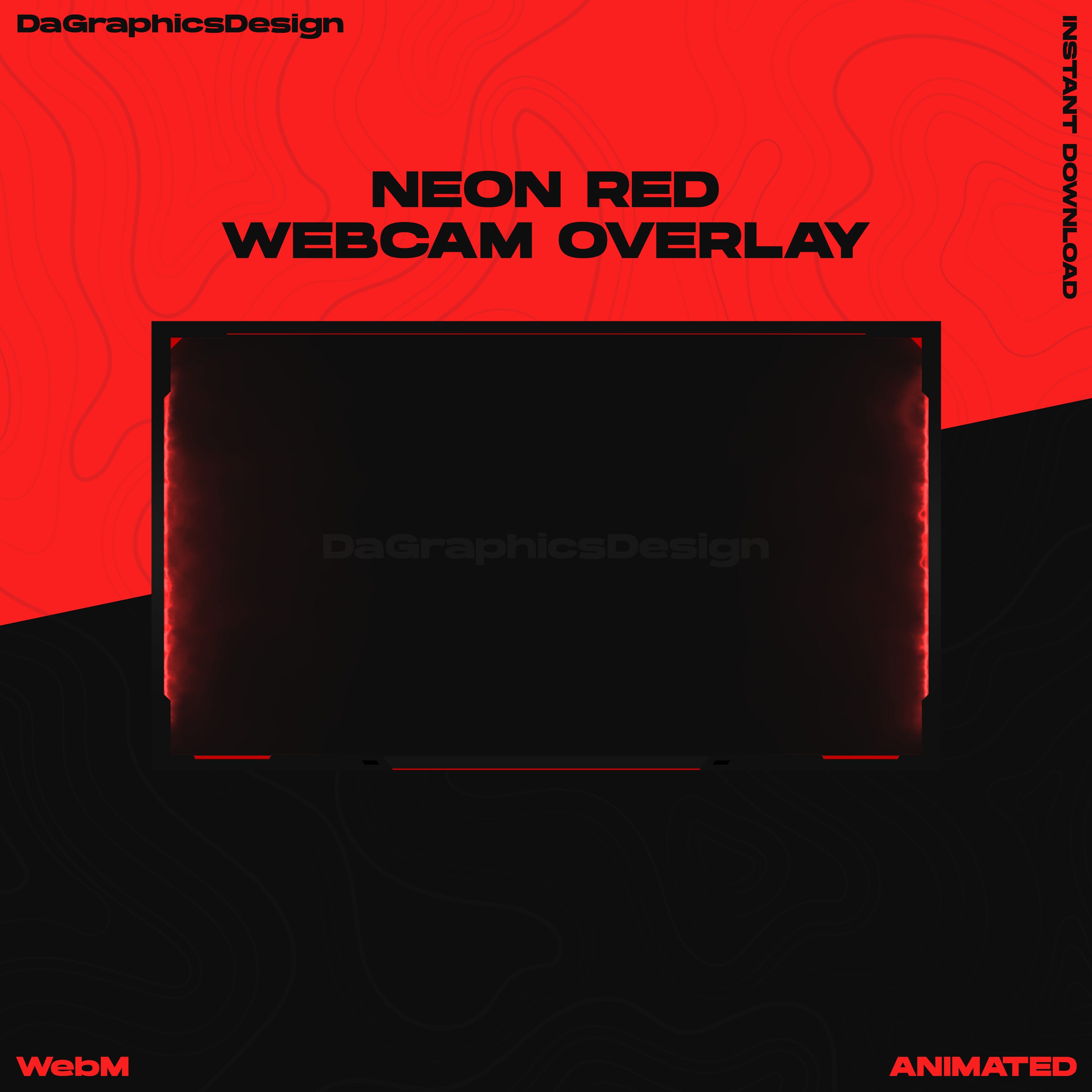 Neon Red Webcam Overlay | Red | for Twitch - Youtube | Neon Overlay ...