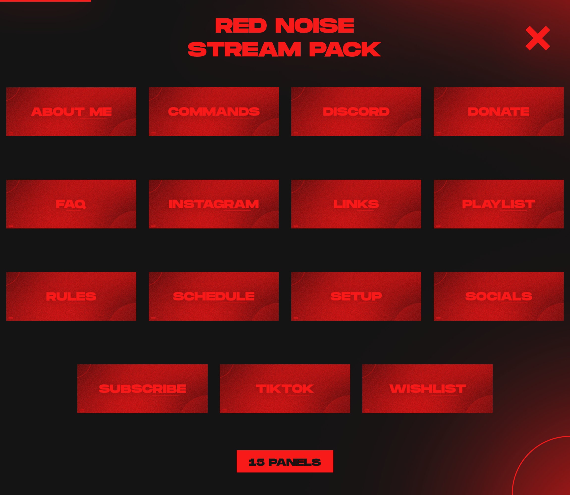 Red Noise Stream Pack | Twitch Pack | Black | Red | Screens ...