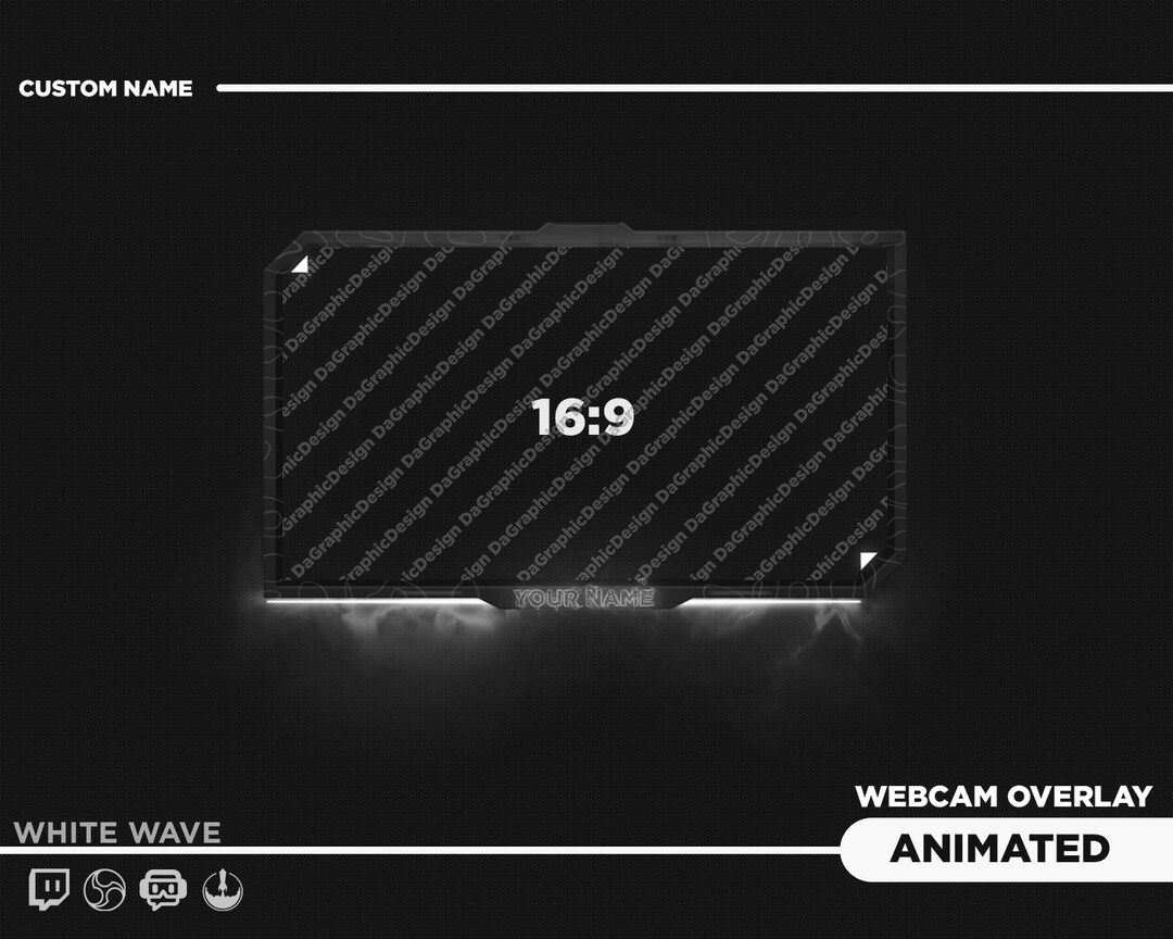 Animated White Wave Webcam Overlay for Twitch, Youtube Neon Overlay ...