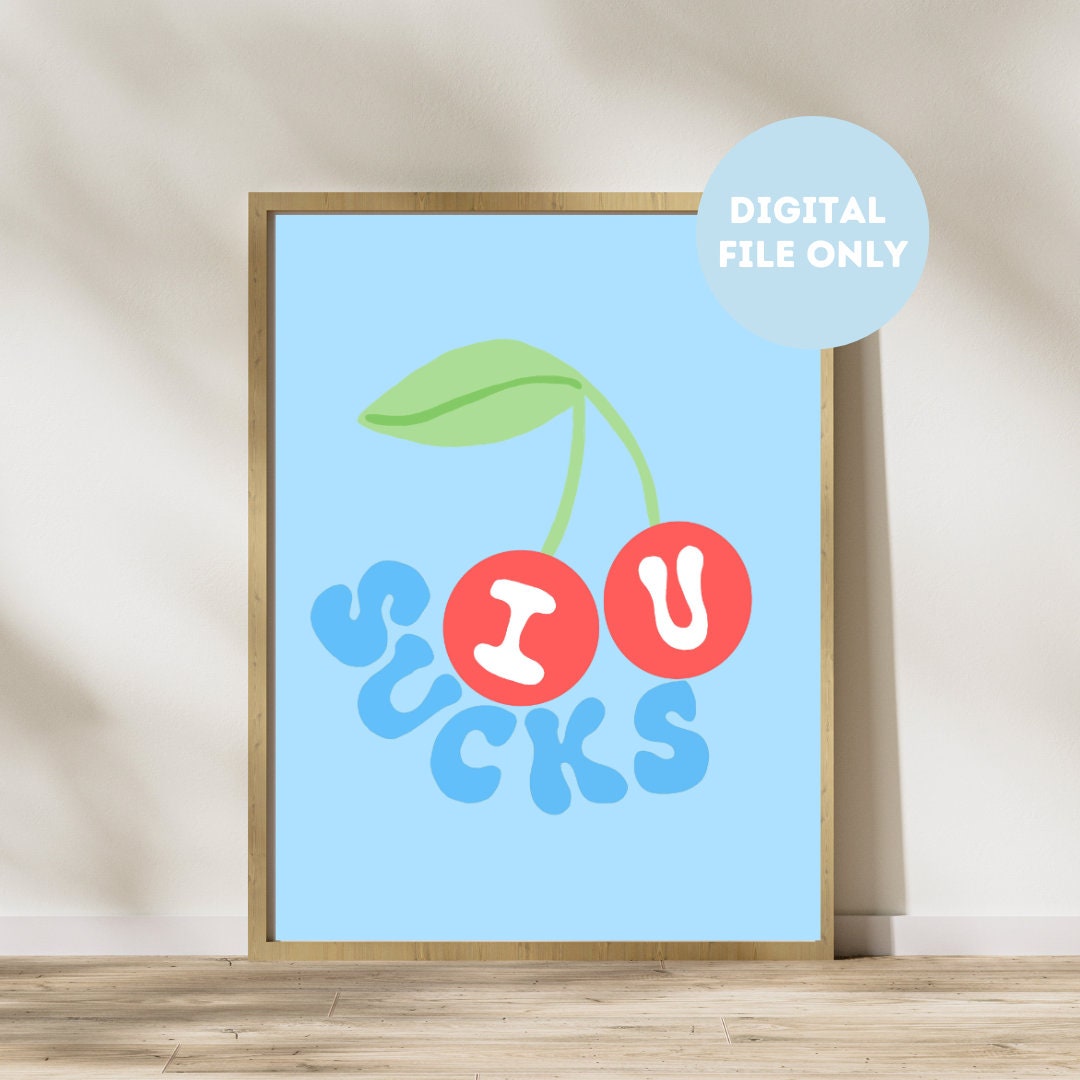 IU Sucks Cherry Wall Art | Fun Preppy Purdue Art | Purdue Room Decor - Etsy