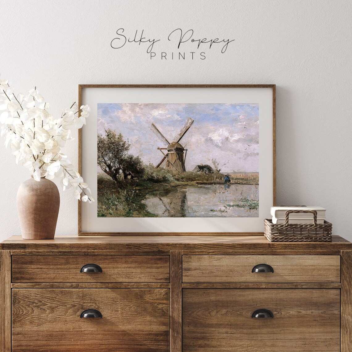 Vintage Dutch Windmill Landscape Painting Windmill Wall Art - Etsy