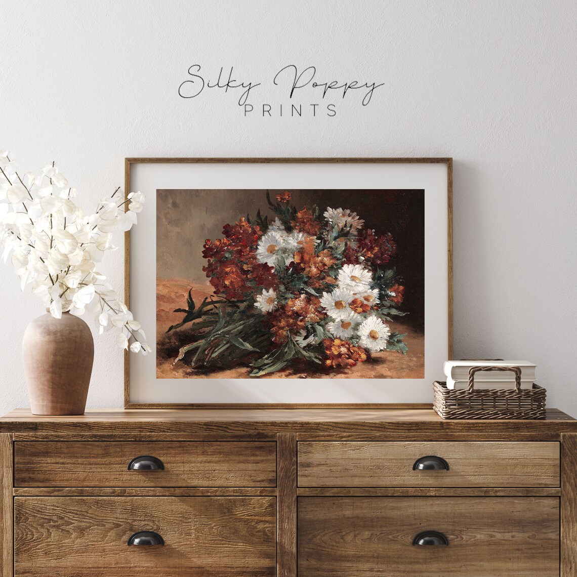 Vintage Daisies Oil Painting | Rustic Daisies PRINTABLE | Vintage Still ...