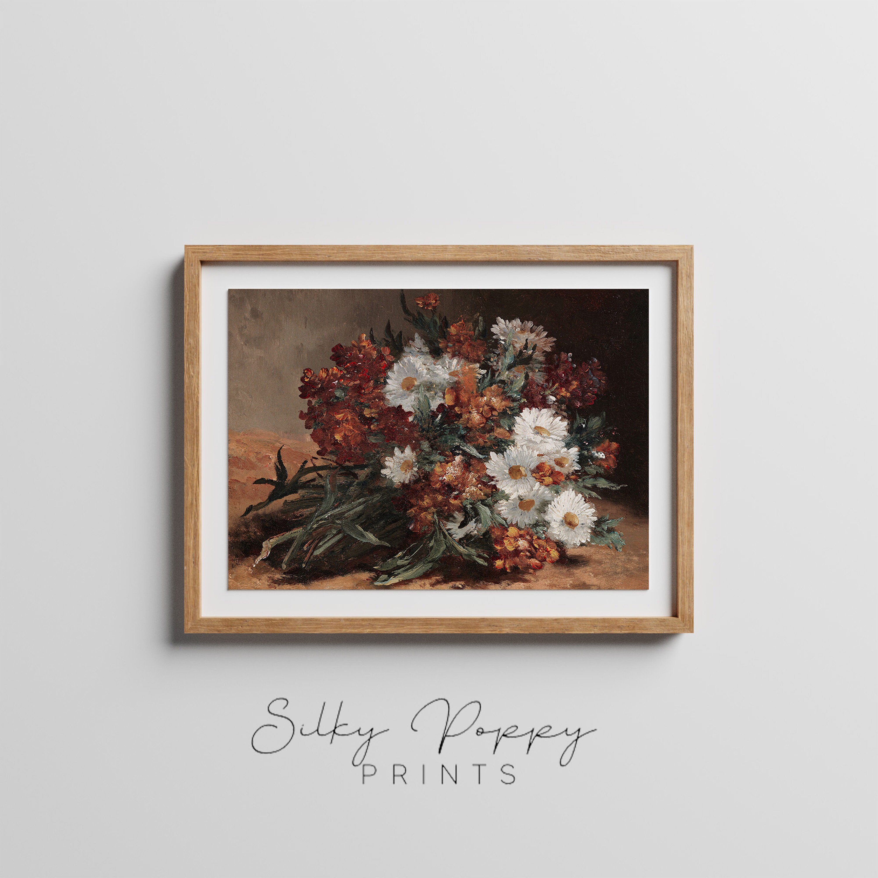 Vintage Daisies Oil Painting | Rustic Daisies PRINTABLE | Vintage Still ...