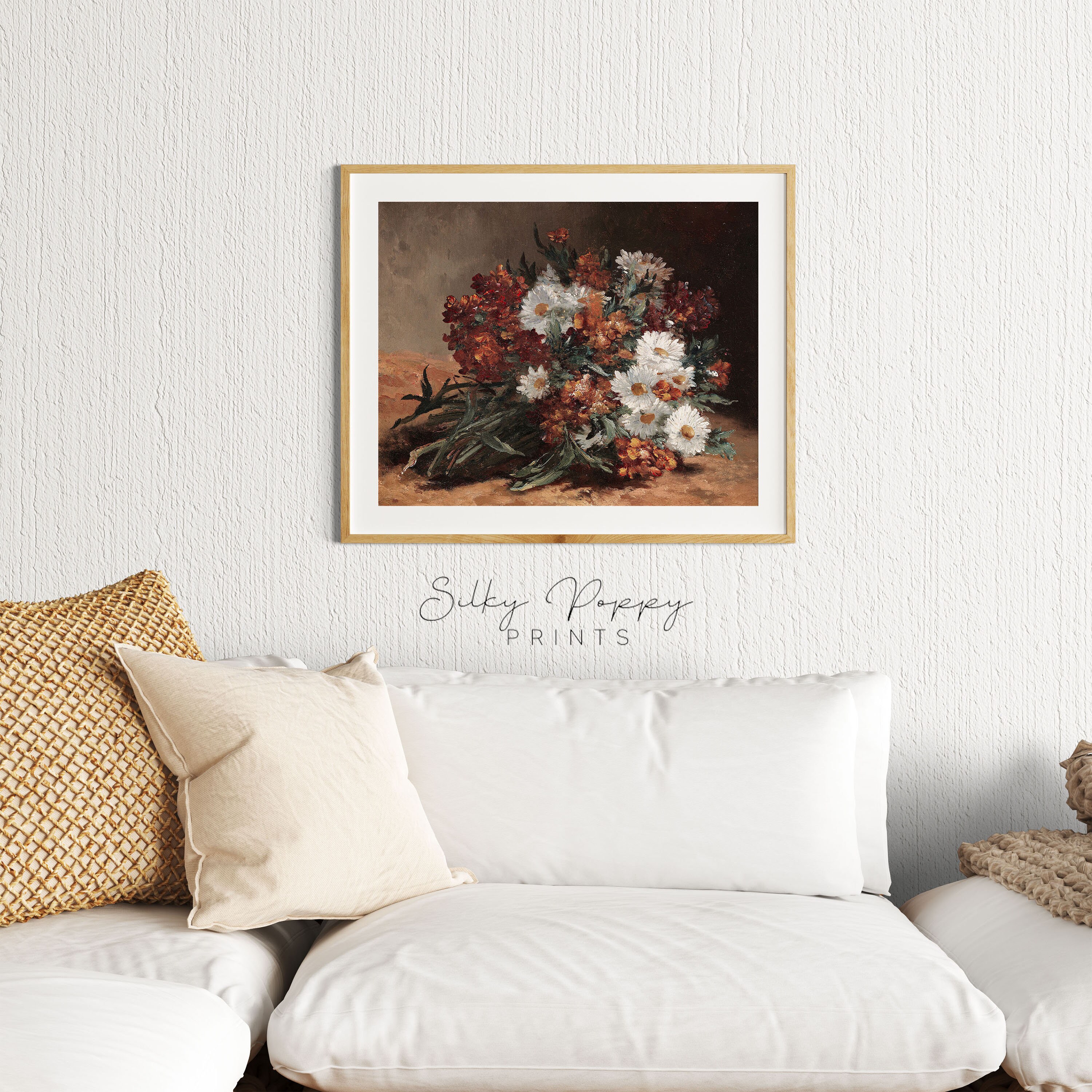 Vintage Daisies Oil Painting | Rustic Daisies PRINTABLE | Vintage Still ...
