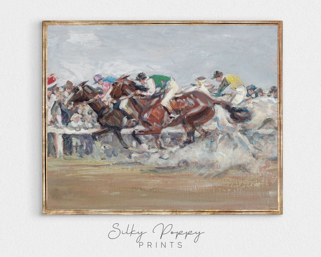 Vintage Horse Race Painting | Horse Racing Print | Race Horse Vintage ...