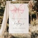 Pink Bow Baby Shower Welcome Sign Template, Pink Coquette Baby Shower ...