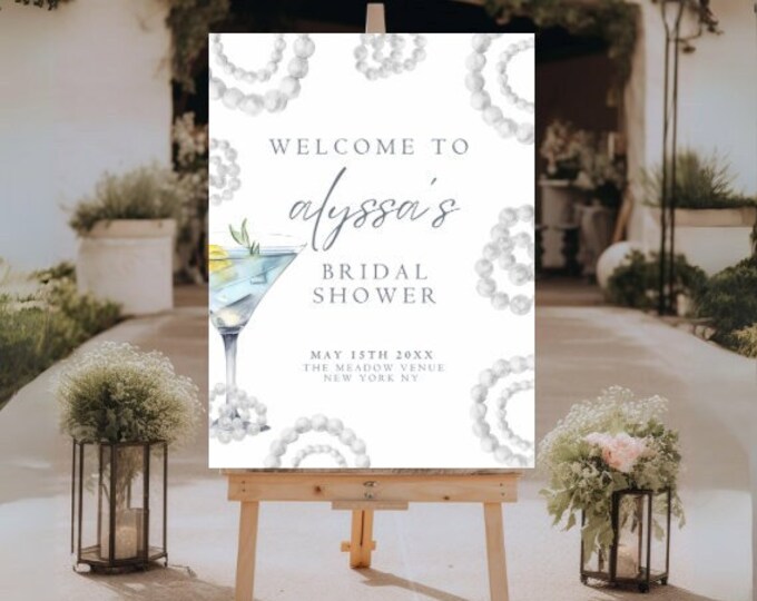 Custom Bridal Shower Welcome Sign, Pearls and Prosecco Bridal Shower ...