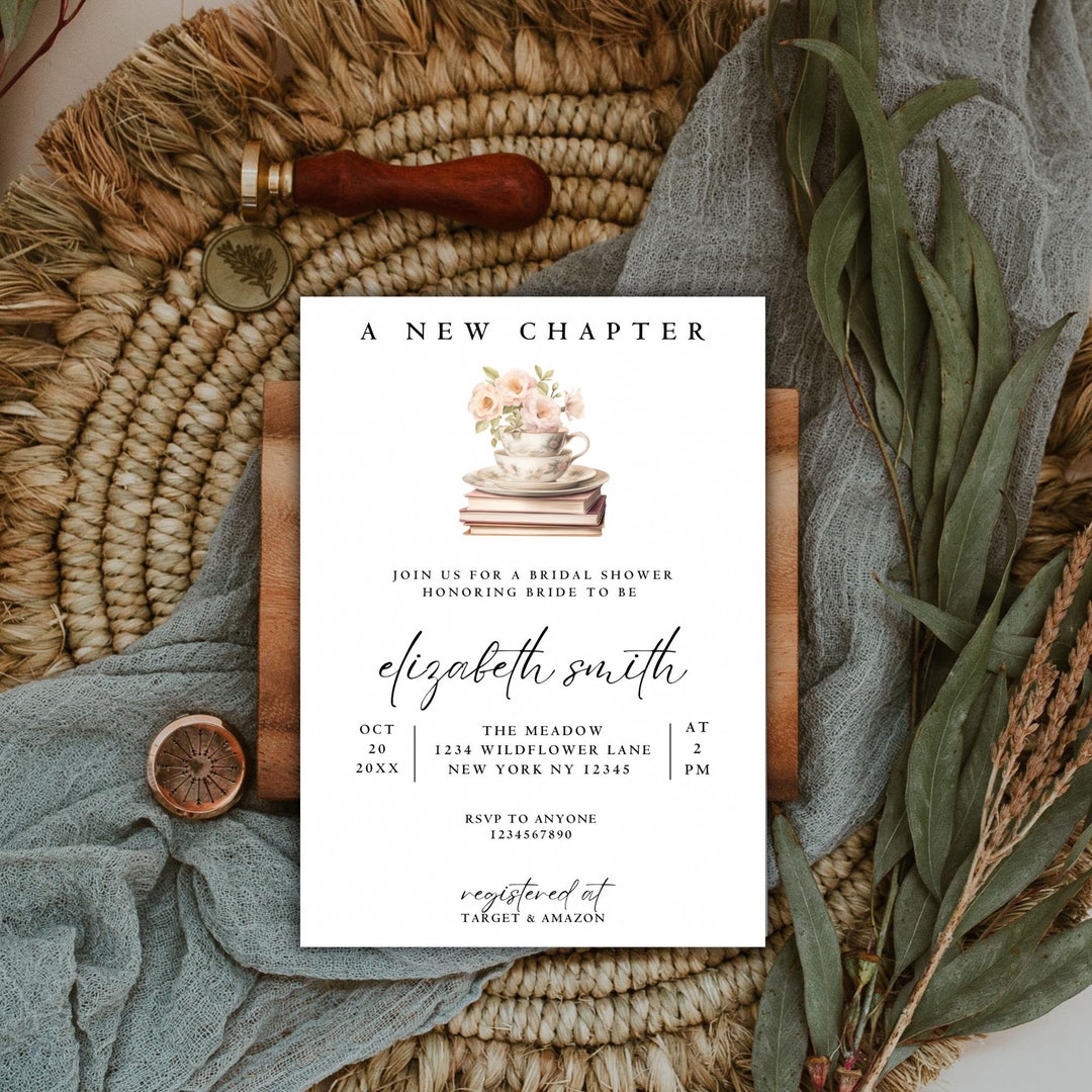Book Themed Bridal Shower Invitation, A New Chapter Begins, Storybook ...