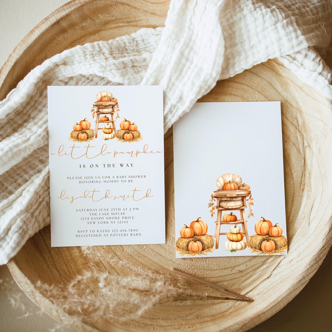 Pumpkin Baby Shower Invite, Fall Baby Shower Invite, A Little Pumpkin ...
