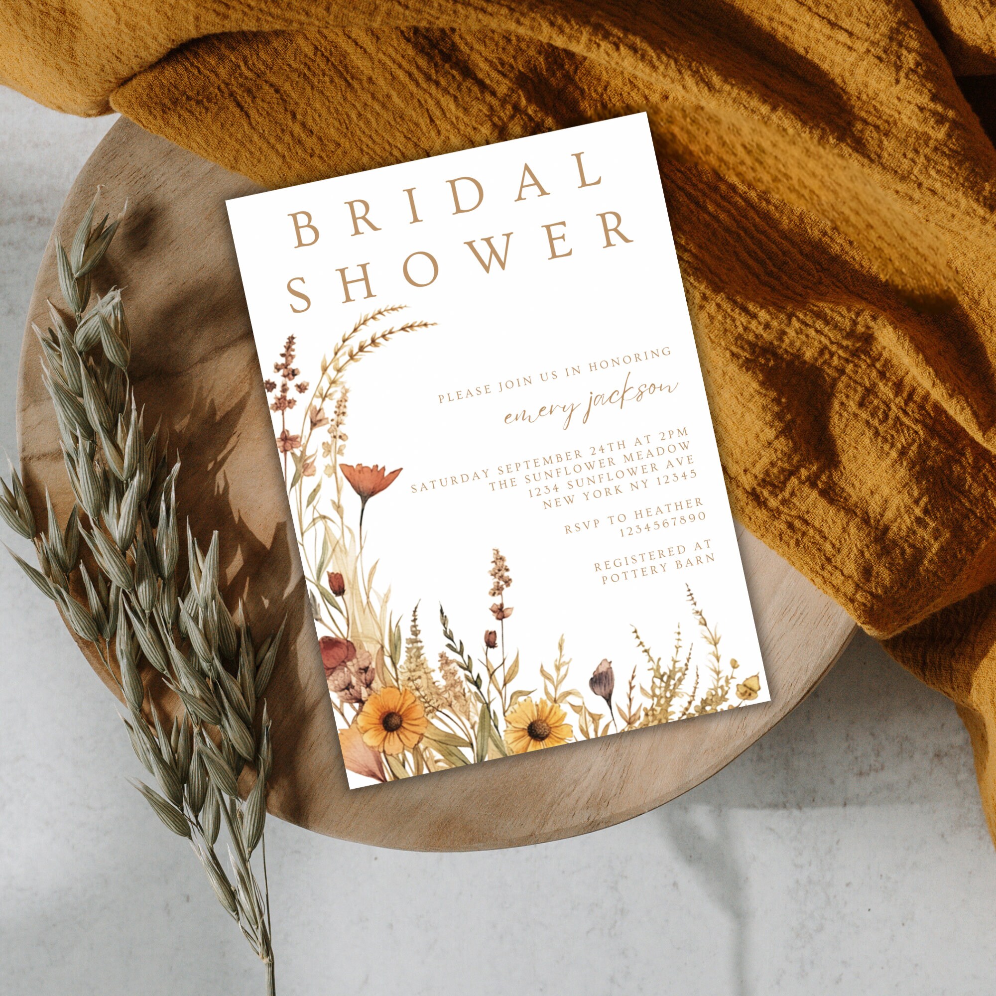 Fall Floral Bridal Shower Invitation, Boho Bridal Shower Invitation ...