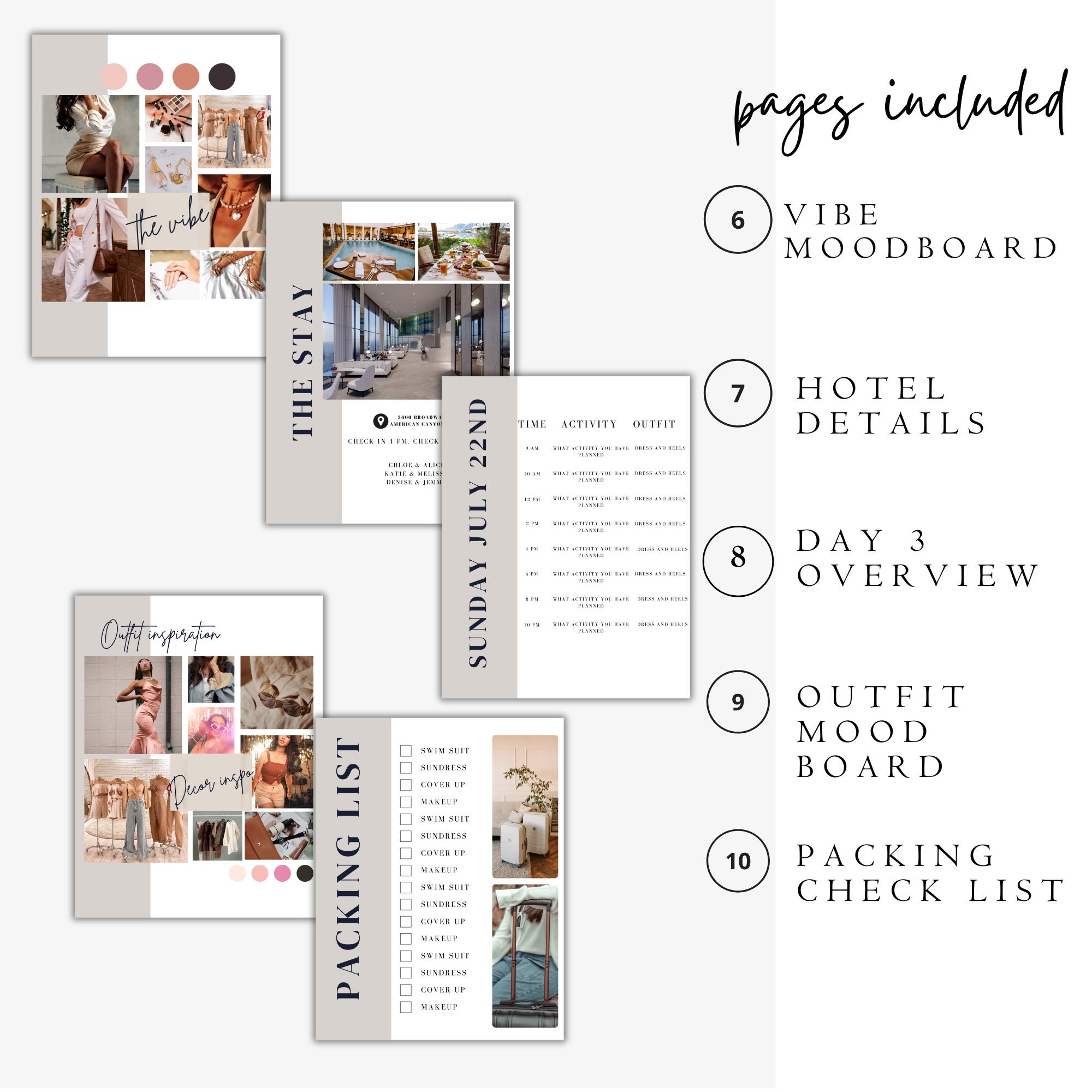 Bachelorette Itinerary Template for Mobile, Weekend Itinerary, Digital ...