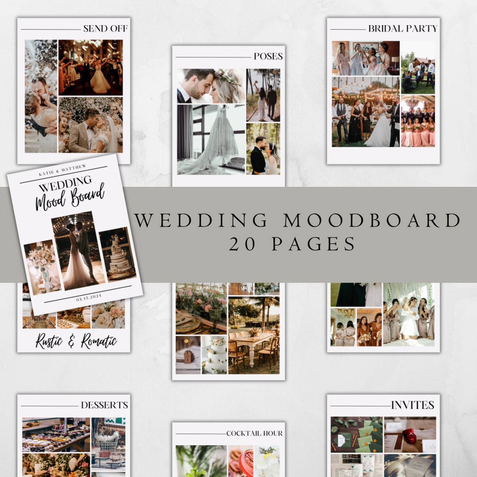 Wedding Mood Board Template, Digital Wedding Planner Template, Wedding ...