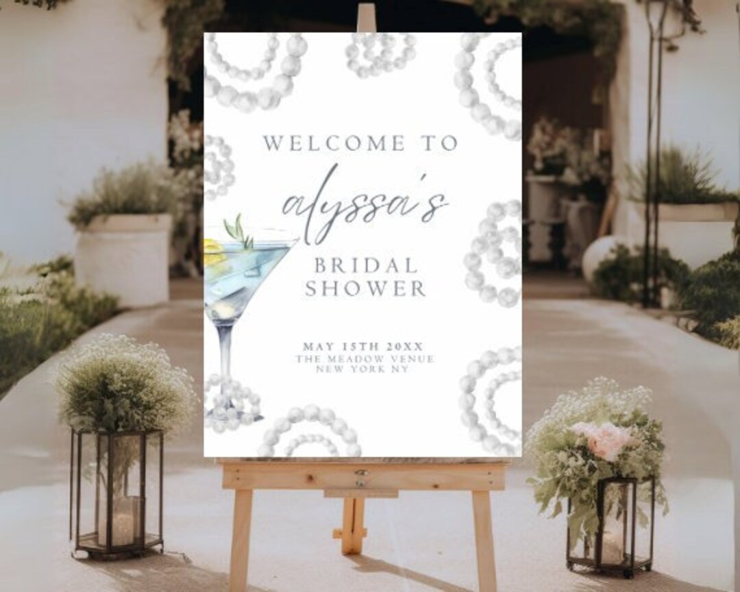 Pearls and Prosecco Bridal Shower Welcome Sign, Pearl Bridal Shower ...