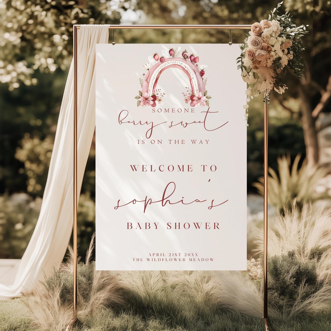A Berry Sweet Baby Shower Welcome Sign Berry Themed Baby Shower Welcome ...