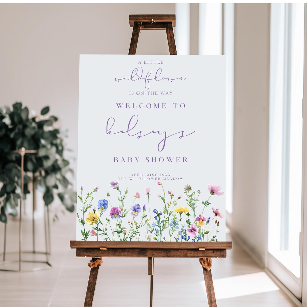 A Little Wildflower is on the Way Welcome Sign Template, Wildflower ...