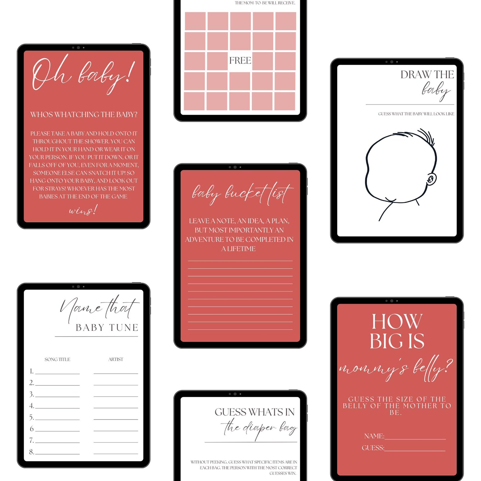 Santa Baby Shower Games Bundle, Printable Christmas Themed Baby Shower ...