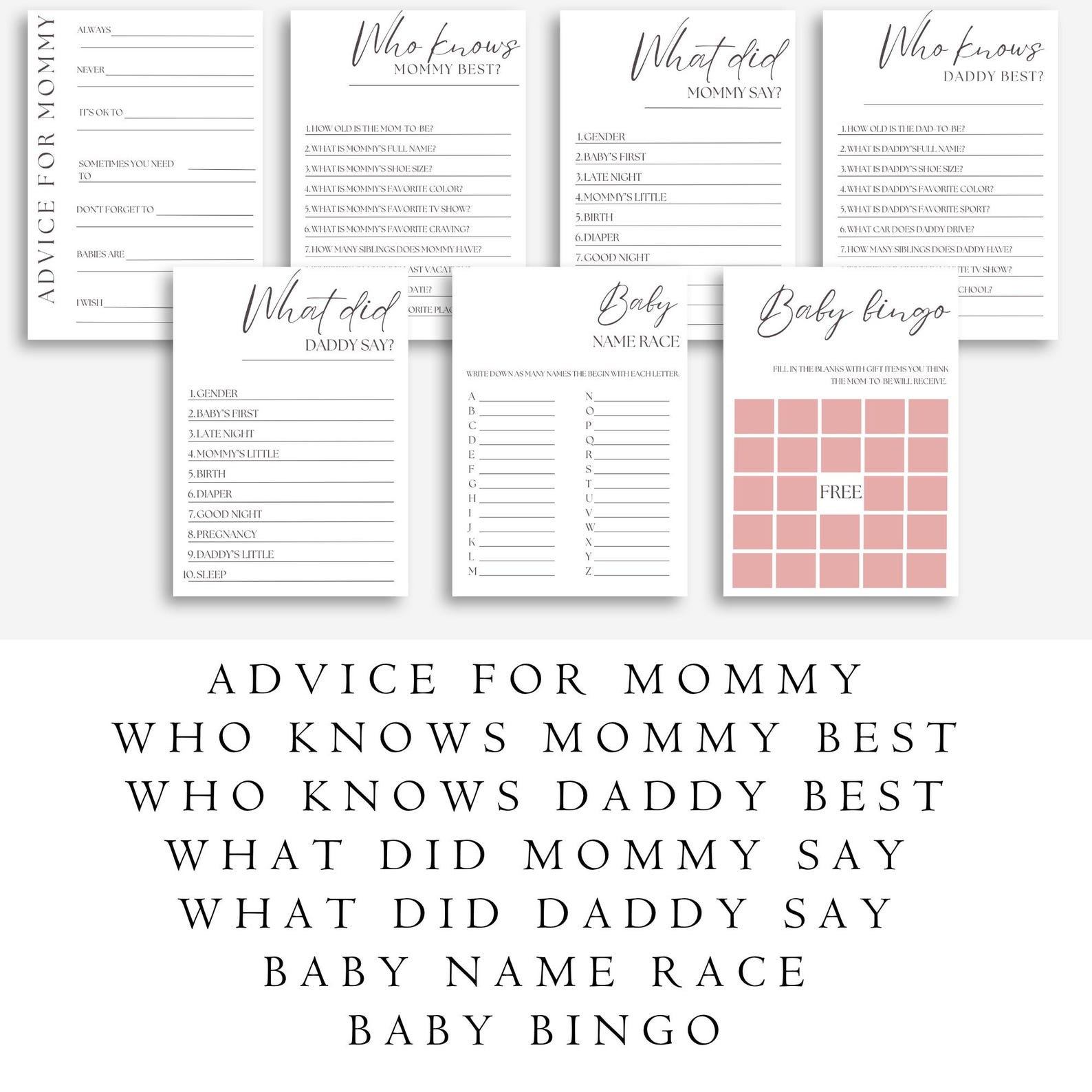 Santa Baby Shower Games Bundle, Printable Christmas Themed Baby Shower ...