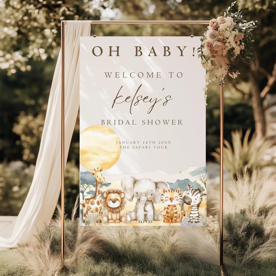Safari Baby Shower Welcome Sign Template A Little Wild on Baby Shower ...