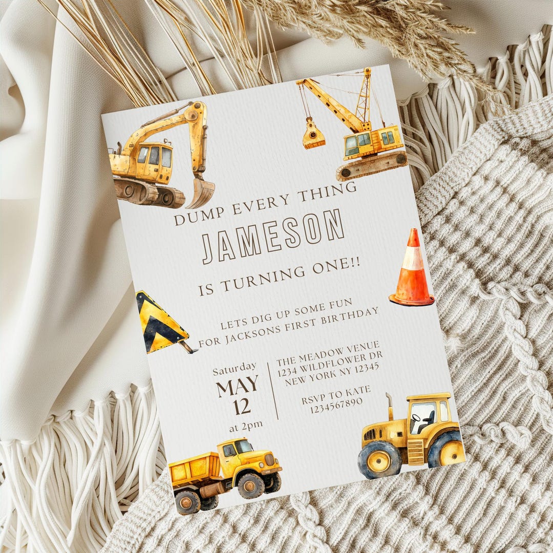 Construction Birthday Invitation Dump Everything Birthday Invitation ...