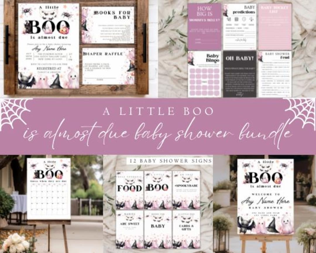 A Little Boo is Almost Due Baby Shower Bundle, Pink Halloween Baby ...