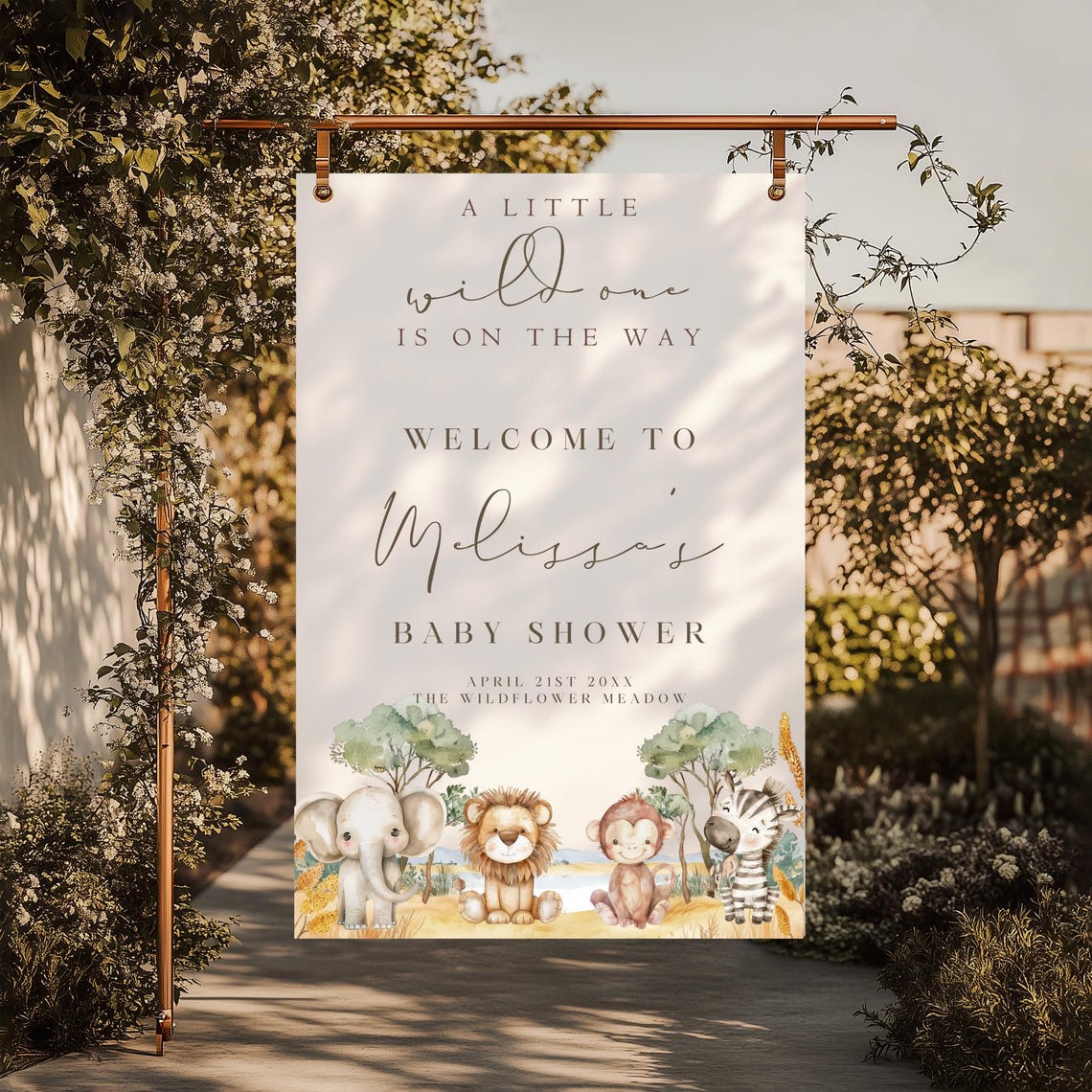 A Little Wild One Baby Shower Welcome Sign Template Safari Themed Baby ...